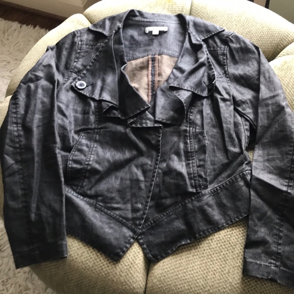 CAbi | Jackets & Coats | Stylish Black Waxy Denim Jacket | Poshmark